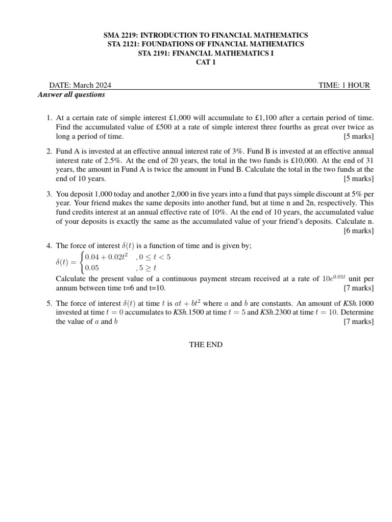 Cat 1 - Sta 2121 | PDF | Interest | Economies