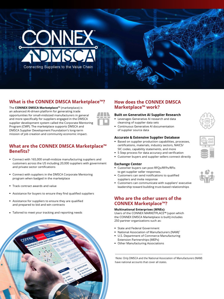 1-CONNEX DMSCA Marketplace - Brochure | PDF | Employment | Business