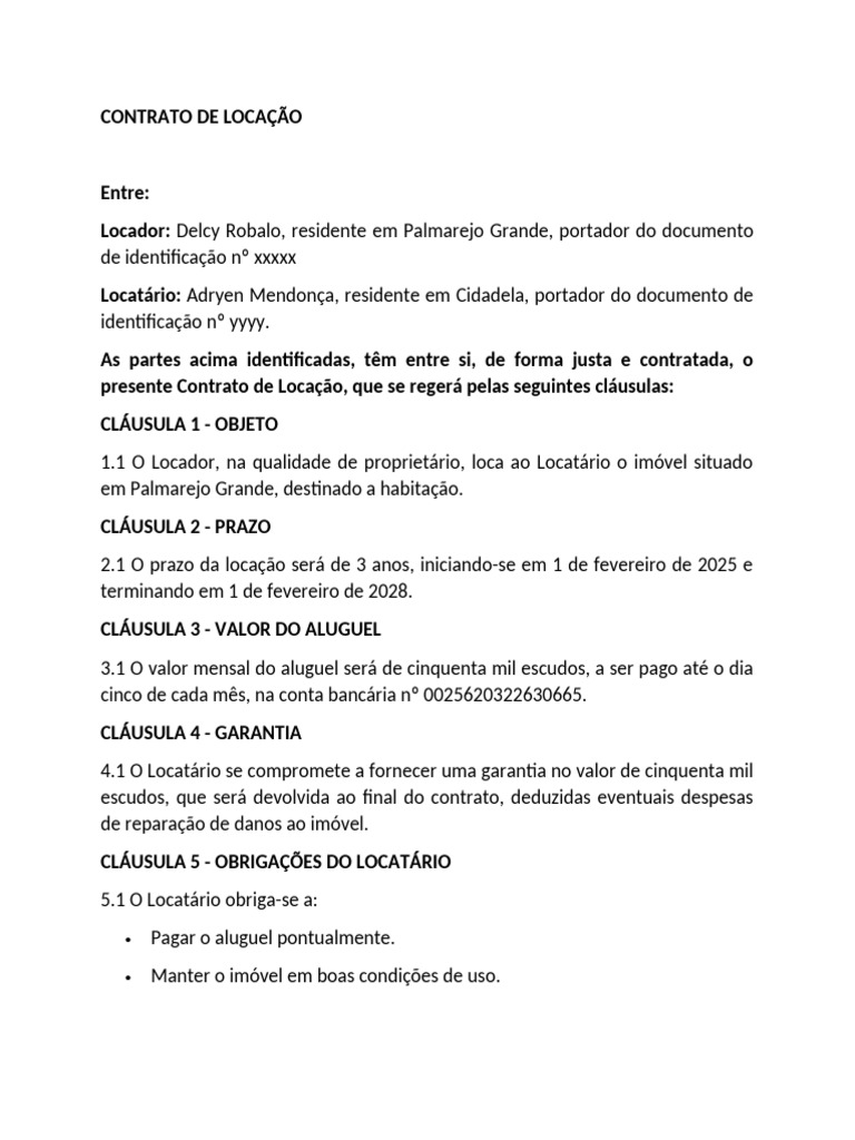 Contrato de Locação | PDF
