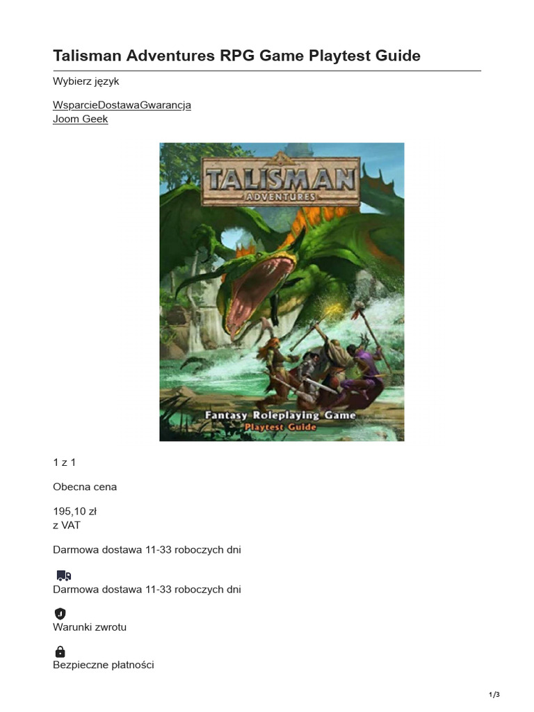 Talisman Adventures RPG Game Playtest Guide | PDF