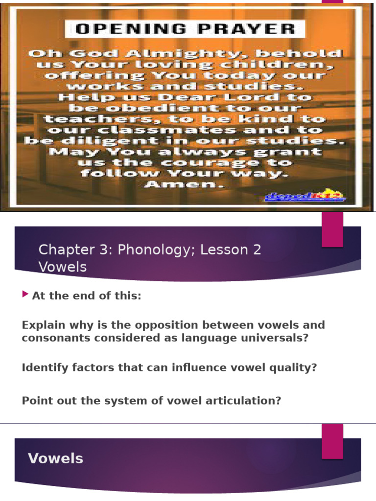 Chapte 3 Phonology Lesson 2 Vowels | PDF | Vowel | Consonant