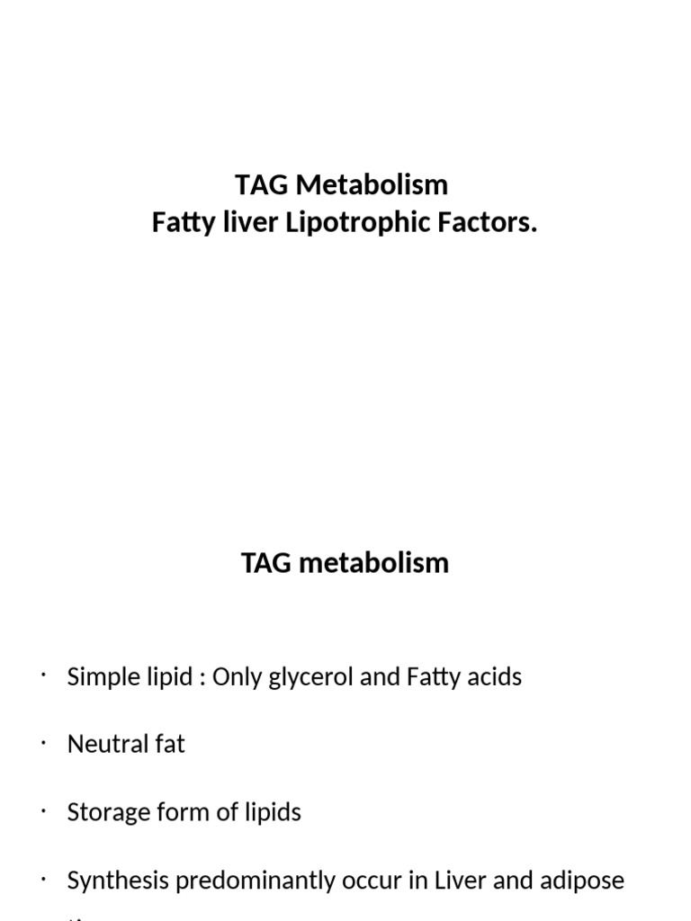 TAG Metabolism and Fatty Liver Factors | PDF | Molecular Biophysics ...