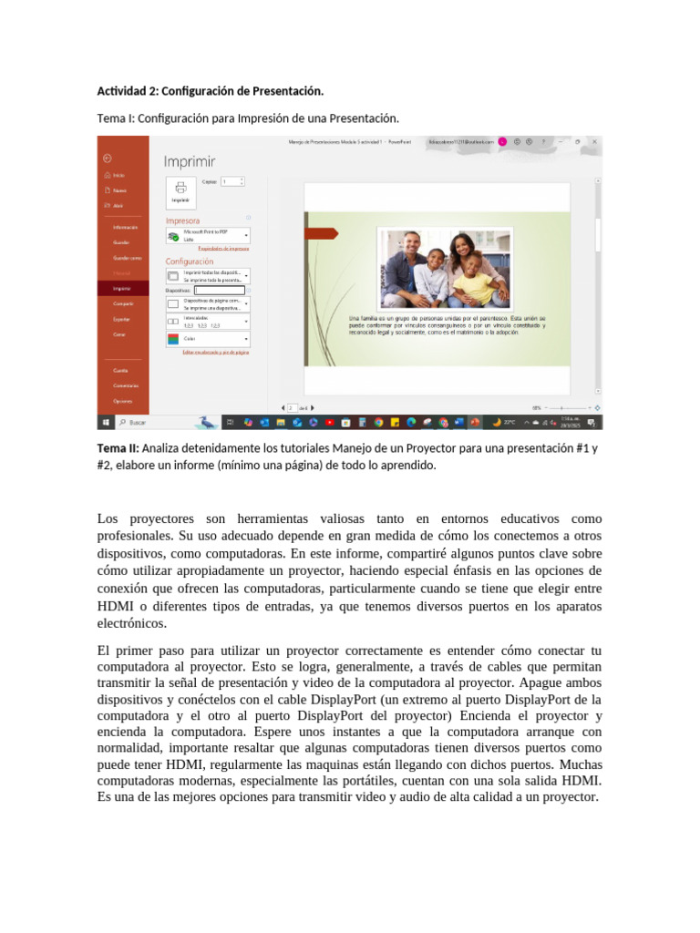 Actividad 2 Modulo 5 Configuración para Impresión de Una Presentación. | PDF | Hdmi | Altoparlante