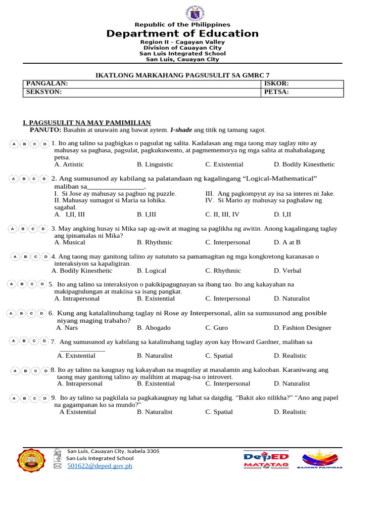 GMRC 7 - Ikatlong Markahan | PDF