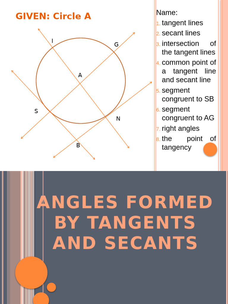 Angles Formed By Tangents And Secants Pdf