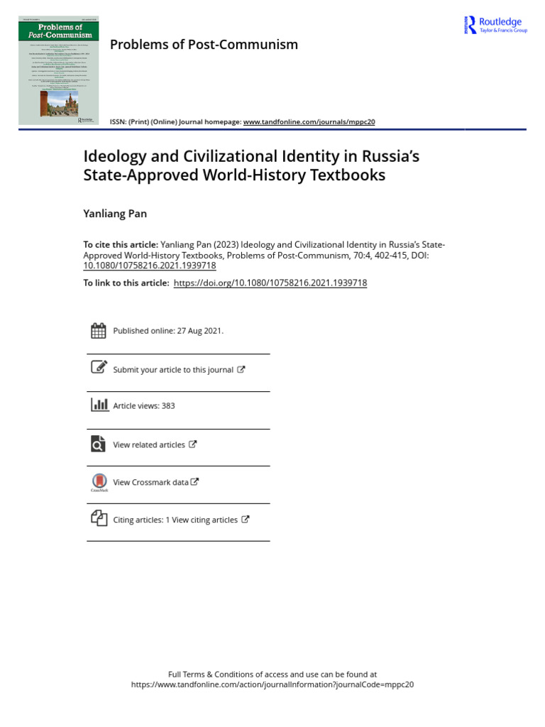 Ideology and Civilizational Identity in Russia S State-Approved World ...