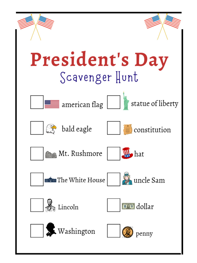 Presidents Day Scavenger Hunt | PDF