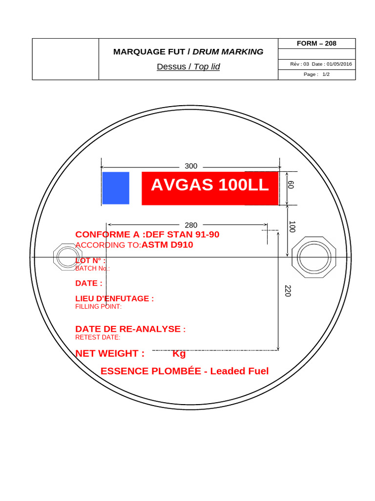 FORM-208 - Avgas 100LL | PDF