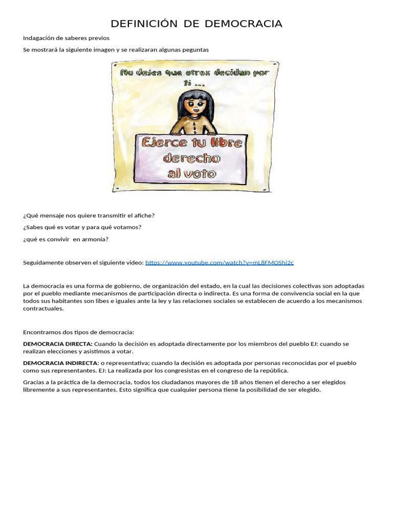 Qué es la Democracia y Tipos | PDF