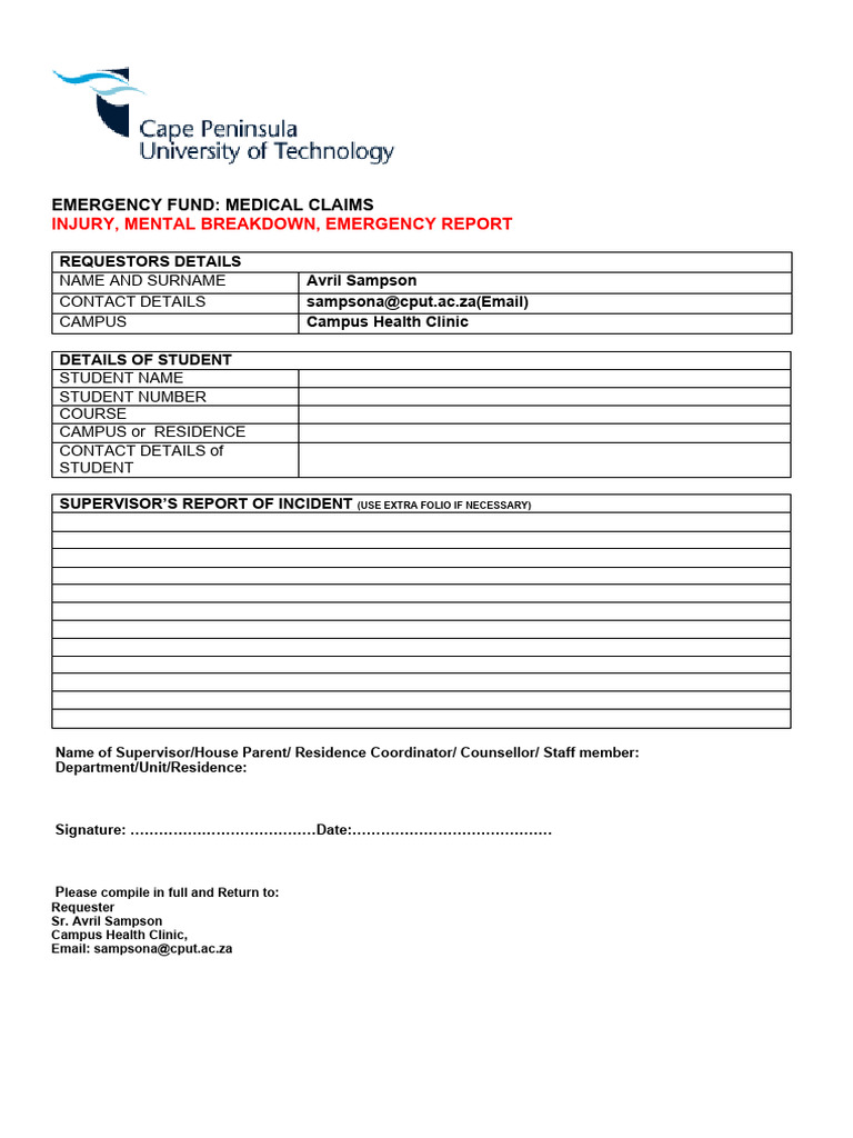 Appendix E- Injury Report Template | PDF