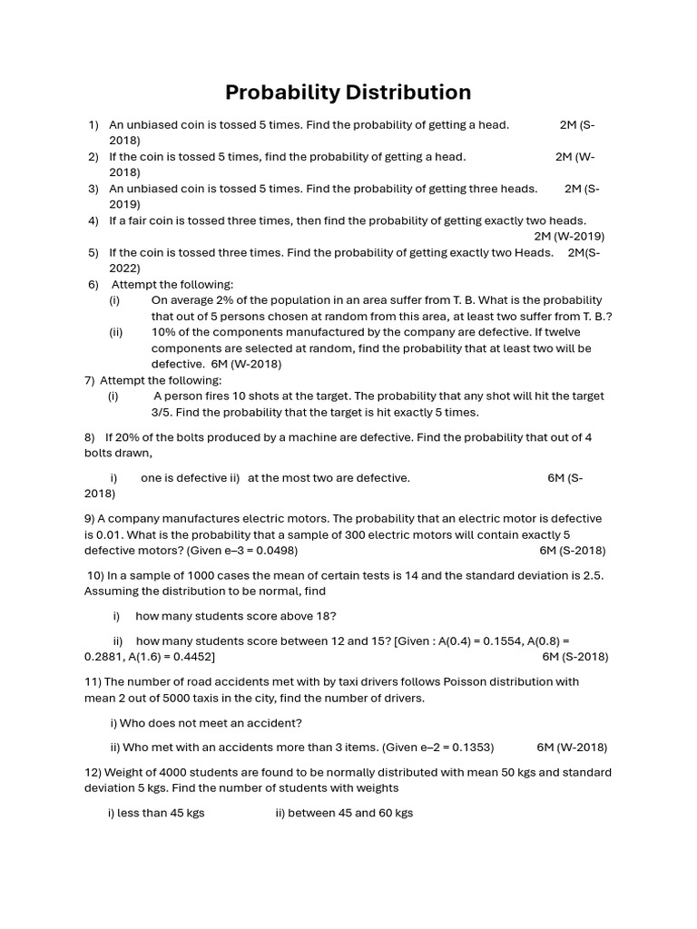 Probability Distribution Q Bank | PDF | Standard Deviation | Probability