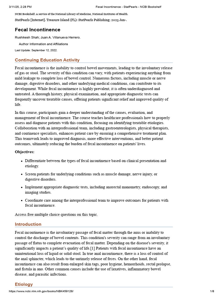 Understanding Fecal Incontinence Causes | PDF | Rectum | Medical ...