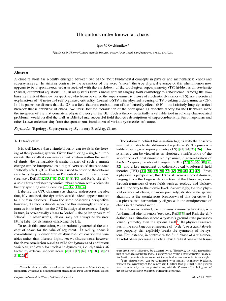 Chaos and Supersymmetry in Physics | PDF | Stochastic Differential ...