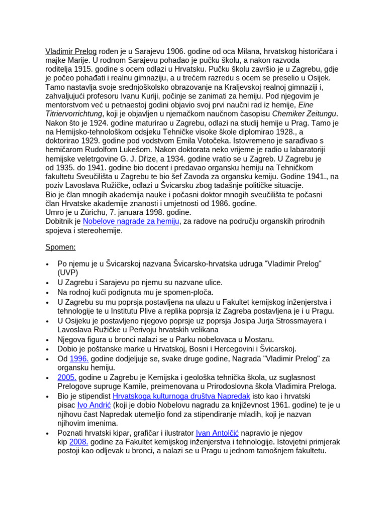 Vladimir Prelog biografija | PDF