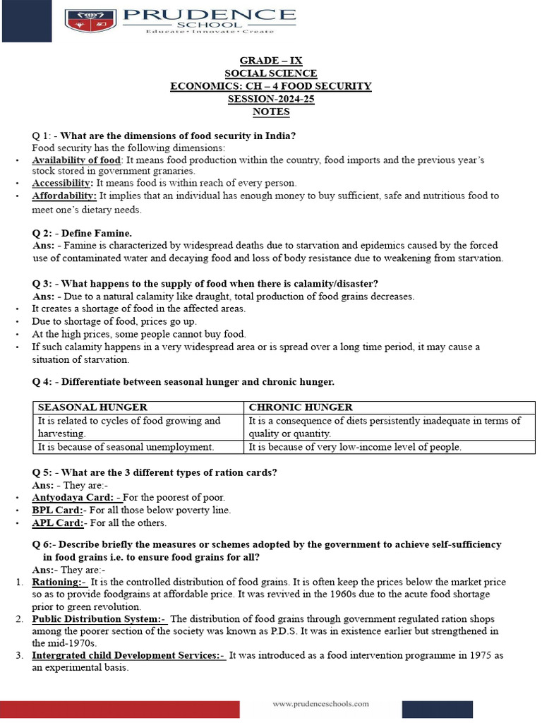Food Security in India: Key Concepts and Measures | PDF | Hunger ...