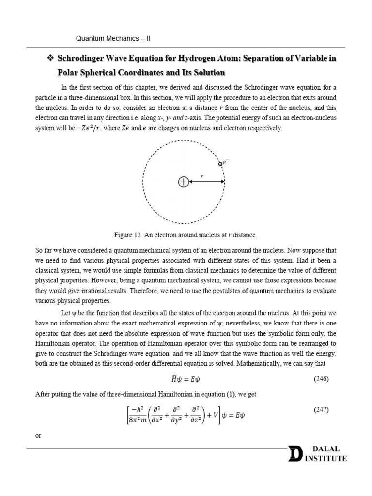 ATOPCV1 5 8 Schrodinger Wave Equation For Hydrogen Atom Separation of ...