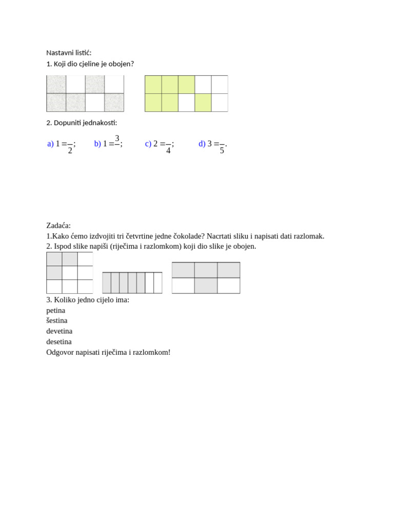 Nastavni Listic I Zadaca | PDF