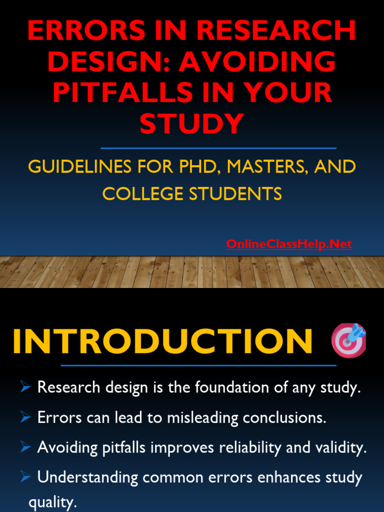 Errors in Research Design: Avoiding Pitfalls | PDF | Sampling ...