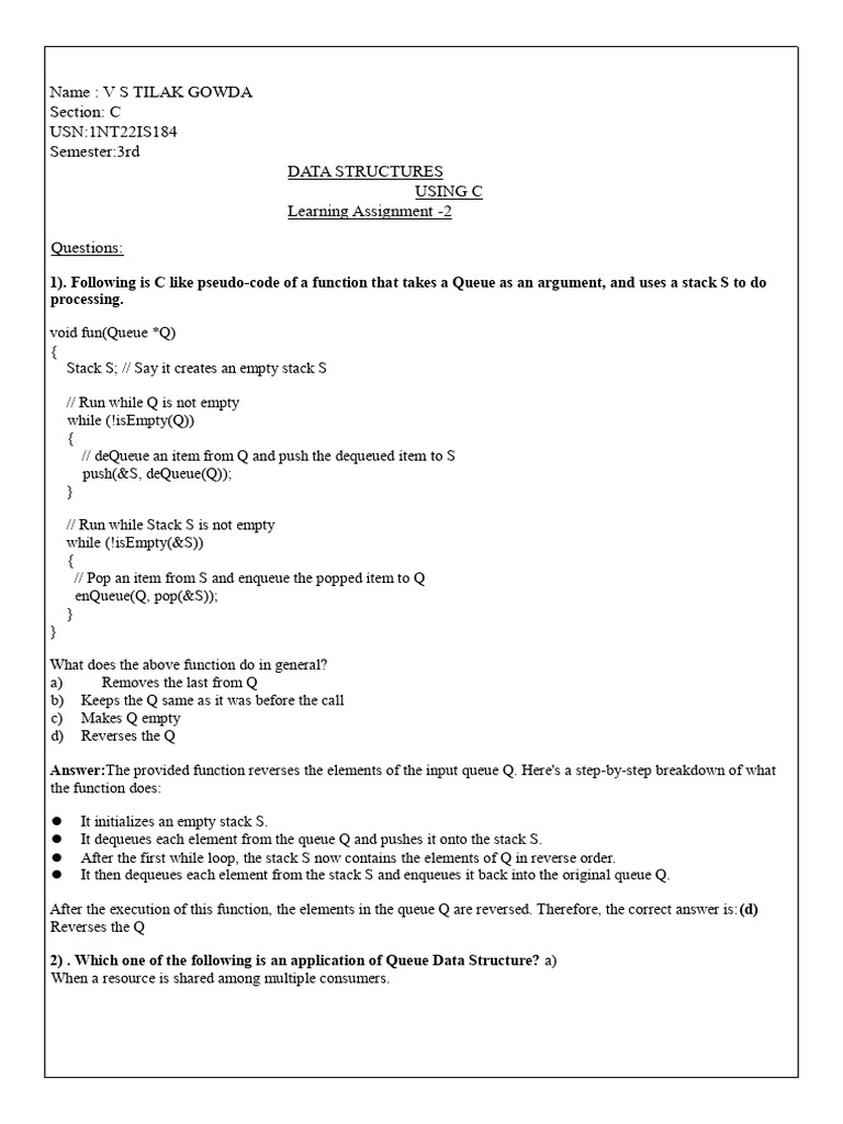 1NT22IS184 LA-2 | PDF | Queue (Abstract Data Type) | Algorithms And ...
