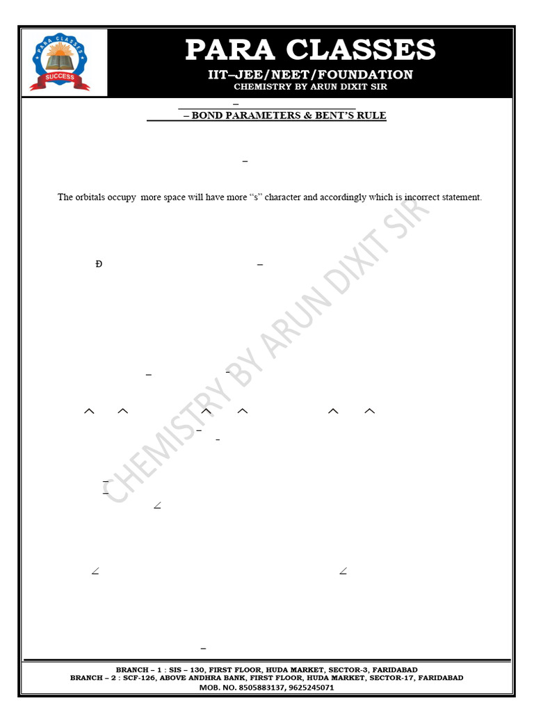 Bond Parameters & Bent's Rule | PDF | Chemical Bond | Chemistry