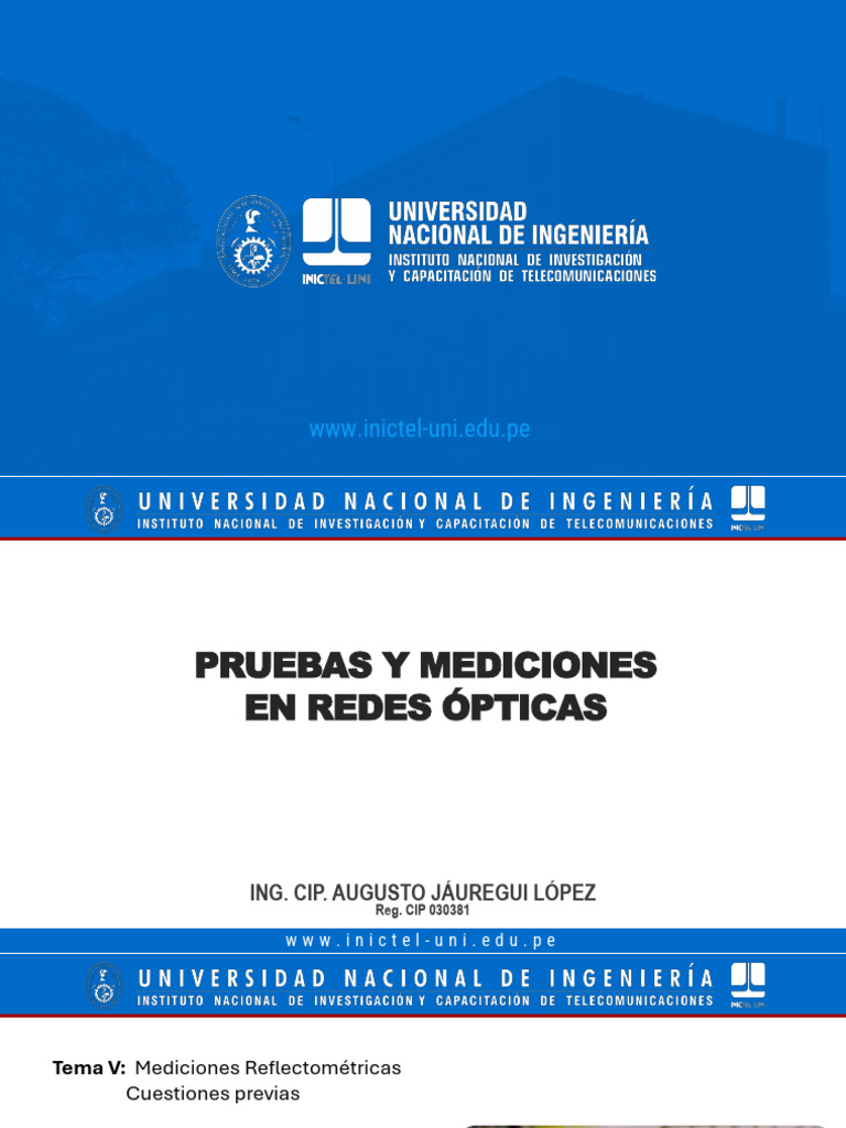 Tema 5 Mediciones y Pruebas Fibra Öptica | PDF | Fibra óptica | Espectro electromagnético