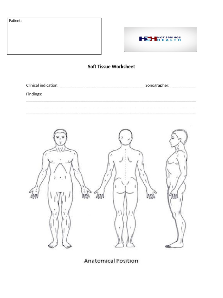 Soft Tissue Ultrasound Worksheet | PDF