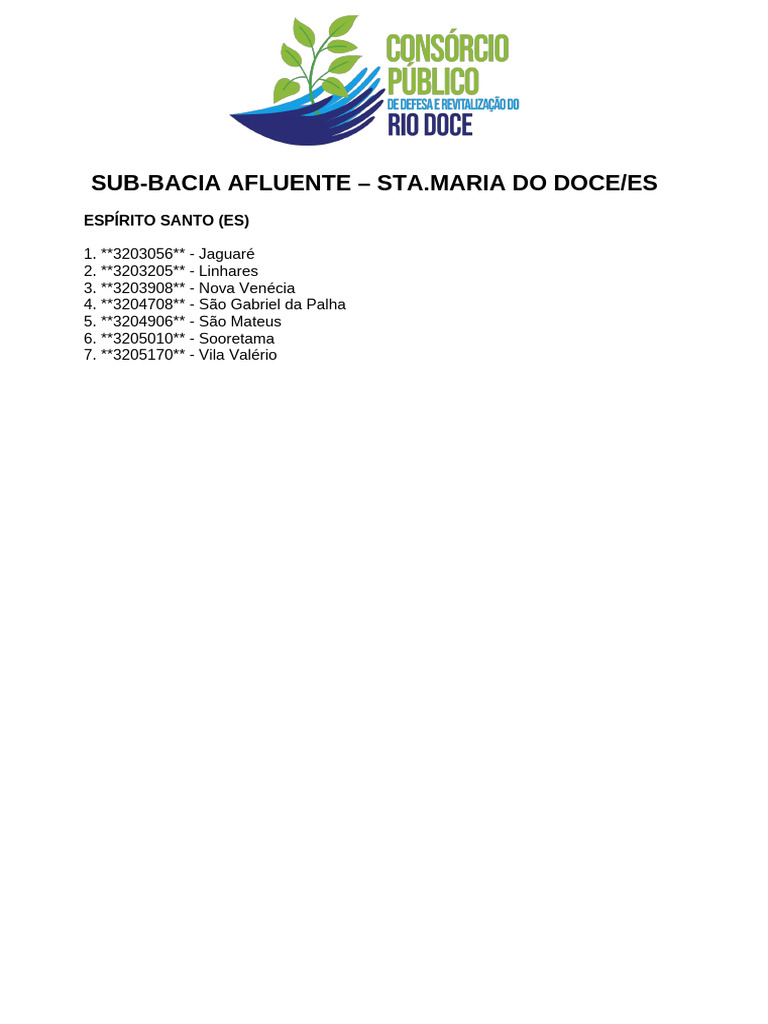 10.sub Bacia Afluente - Barra Seca e Foz Do Rio Doce-Es | PDF