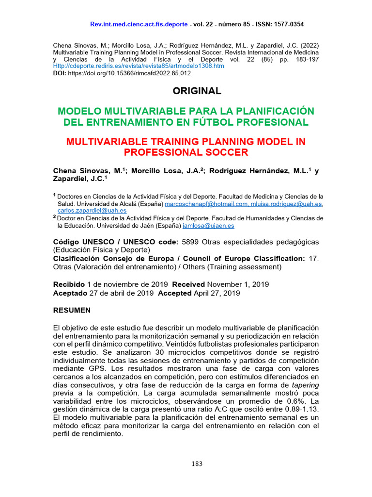 Modelo Multivariable en Entrenamiento Fútbol | PDF