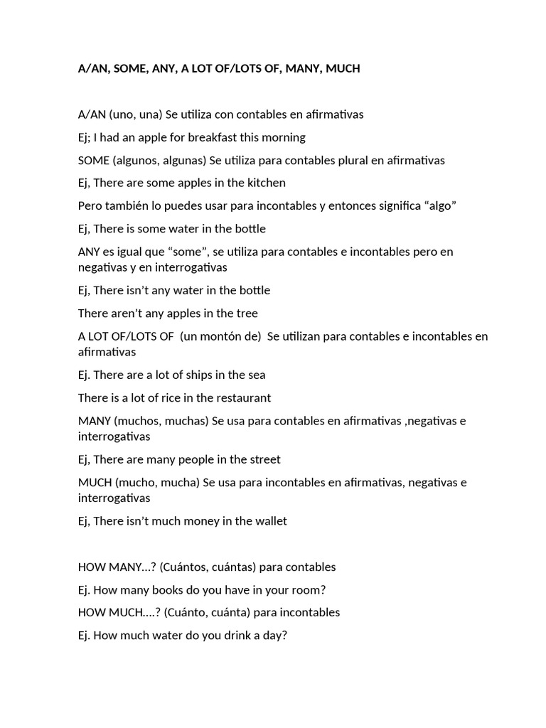 Contables e Incontables | PDF