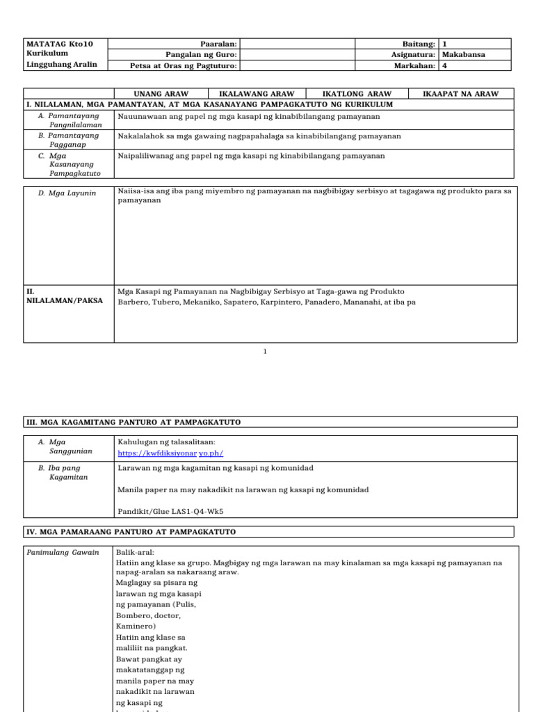 Le - Makabansa 1 Q4 - W5 | PDF