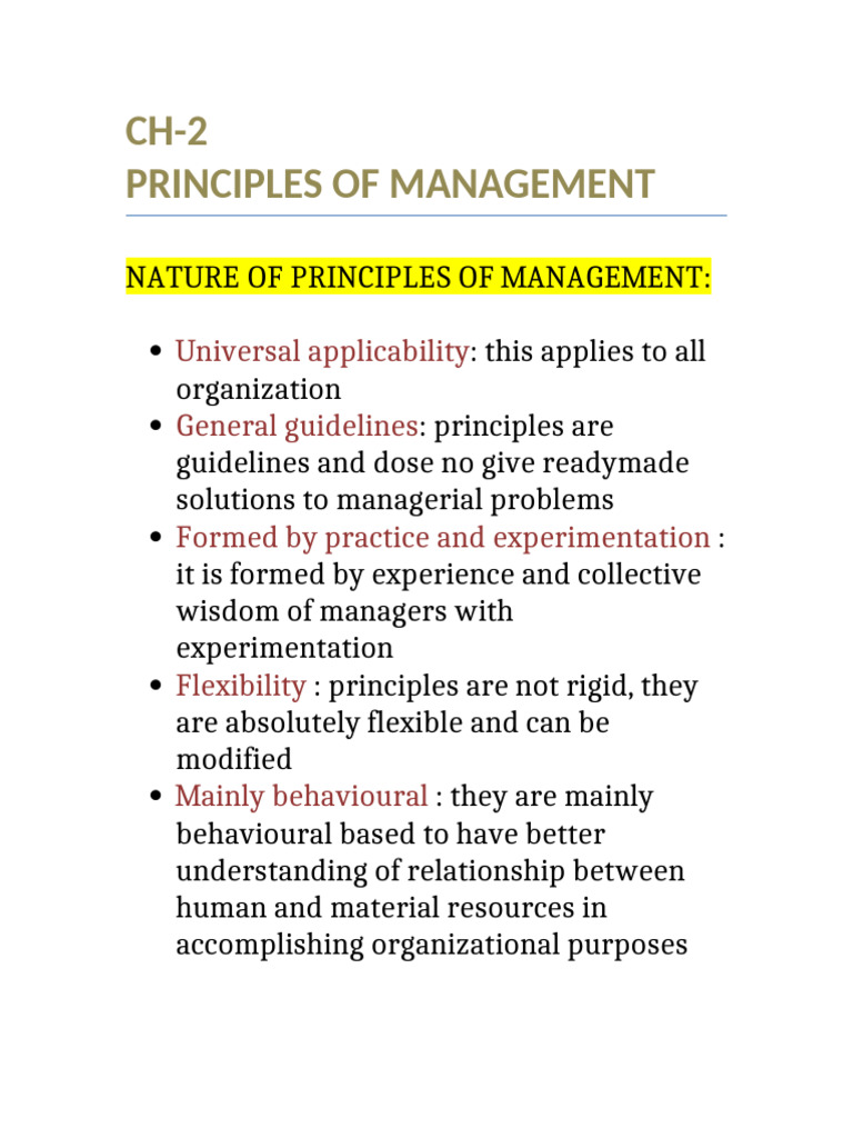 Principles of Management Overview | PDF