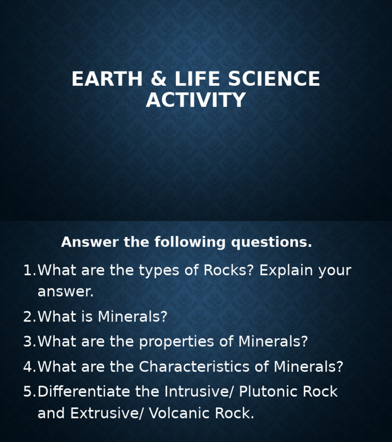 Earth & Life Science Activity 3 | PDF