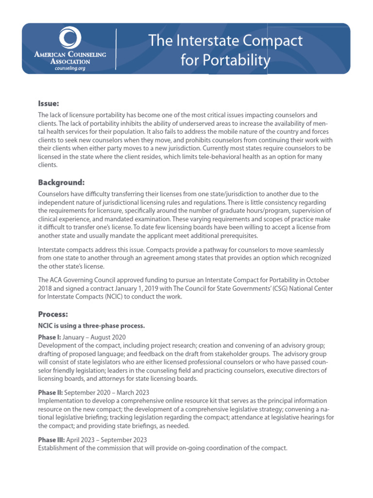 Interstate Compact For Portability | PDF