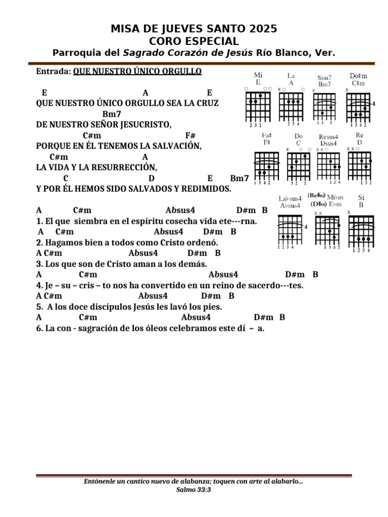 Cantos de Jueves Santo 2025 Acordes | PDF | eucaristía | Cristo (título)