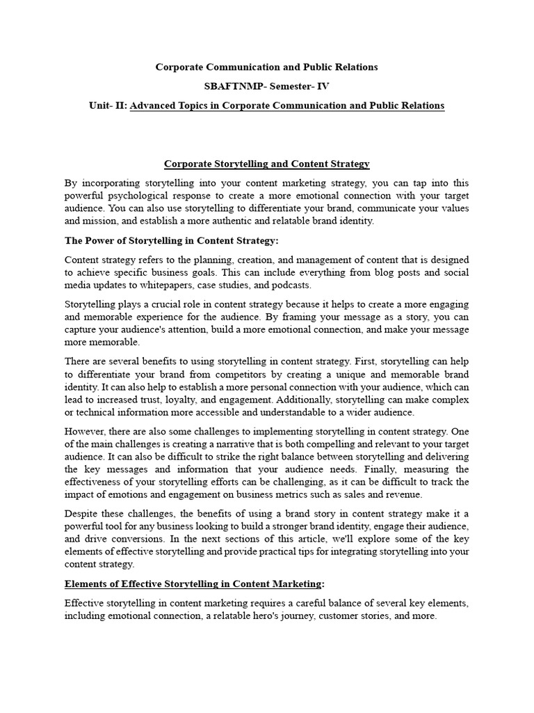 Corporate Communication and Public Relations - Unit 2 | PDF | Public ...