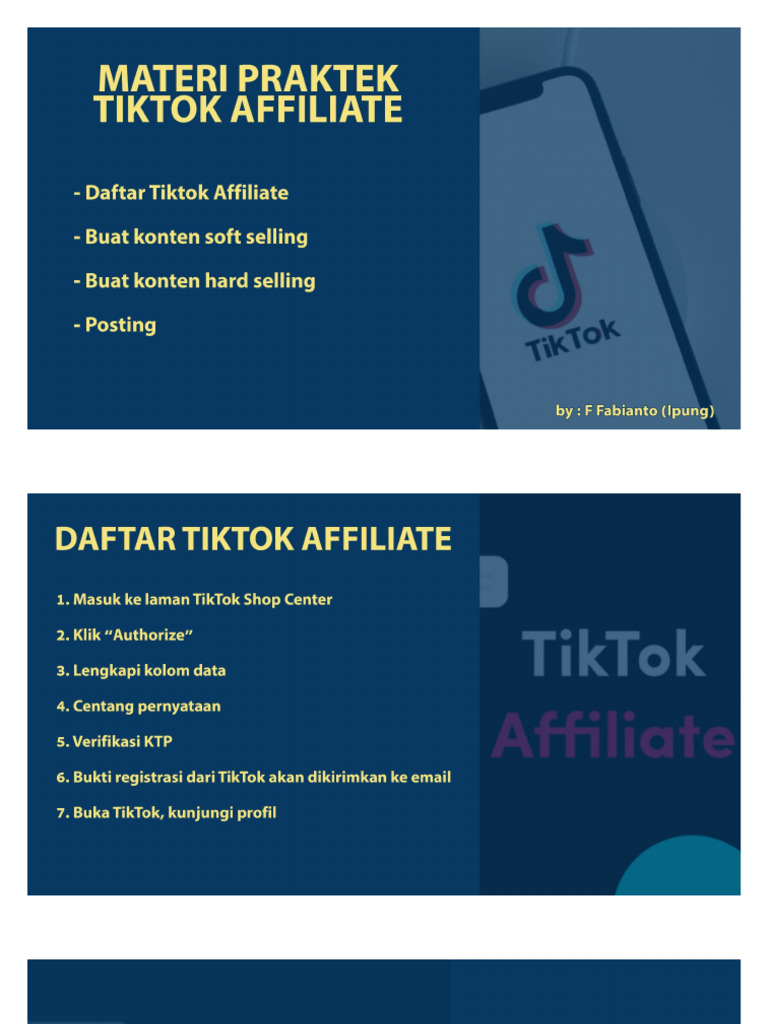 Benefit Tiktok Affiliate Praktek | PDF