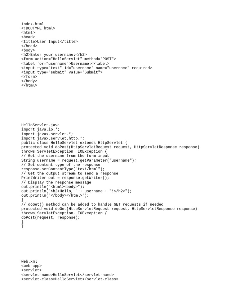 User Input Form with Servlet Response | PDF