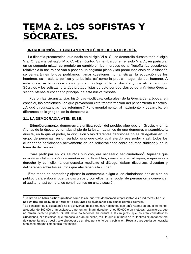 Sofistas y Sócrates: Giro Antropológico en Filosofía | PDF | Sócrates ...