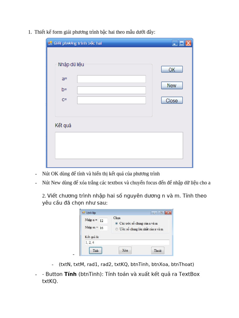 Bai Tap Ve Nha Chuong 4 Windows Form Phan 1 | PDF
