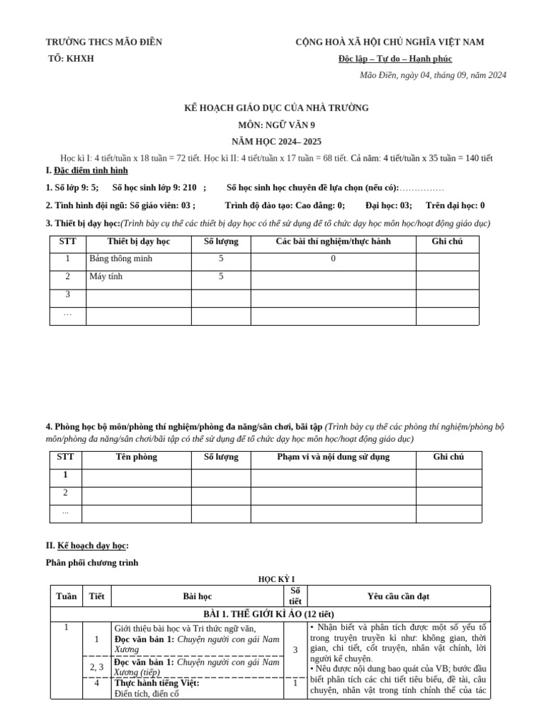 Khdh Tổ Cm Ngữ Văn 9 | PDF