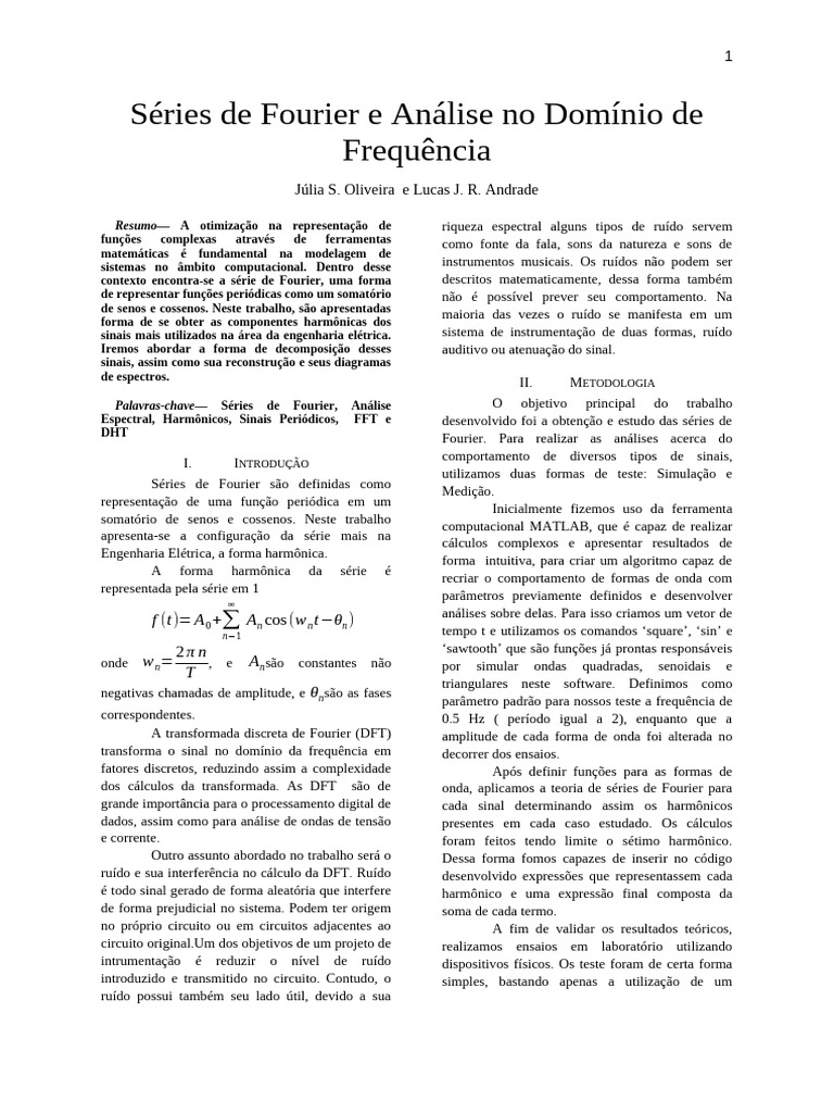 Séries de Fourier e Análise No Domínio de Frequência | PDF | Séries de Fourier | Harmônica