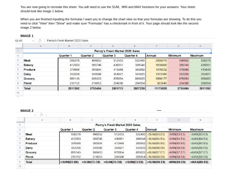 Excel Functions: SUM, MIN, MAX Guide | PDF