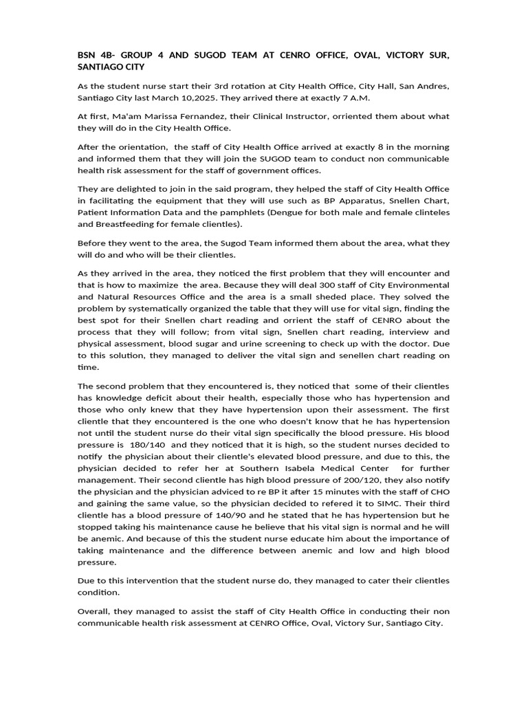 NARRATIVE BSN 4B Final CITY HALL | PDF | Physical Therapy | Hypertension