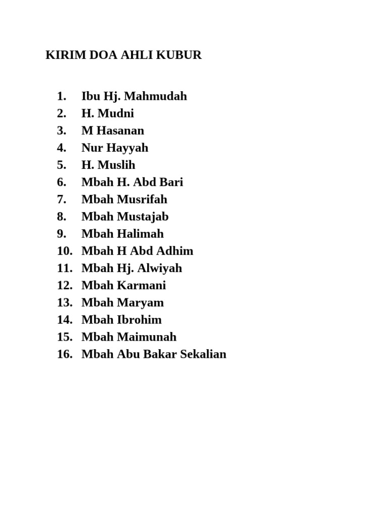 Kirim Doa Ahli Kubur | PDF