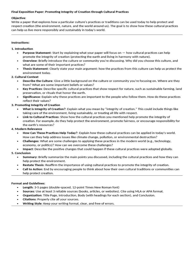 CFE105A-Final Exposition Paper | PDF | Sustainability | Nature