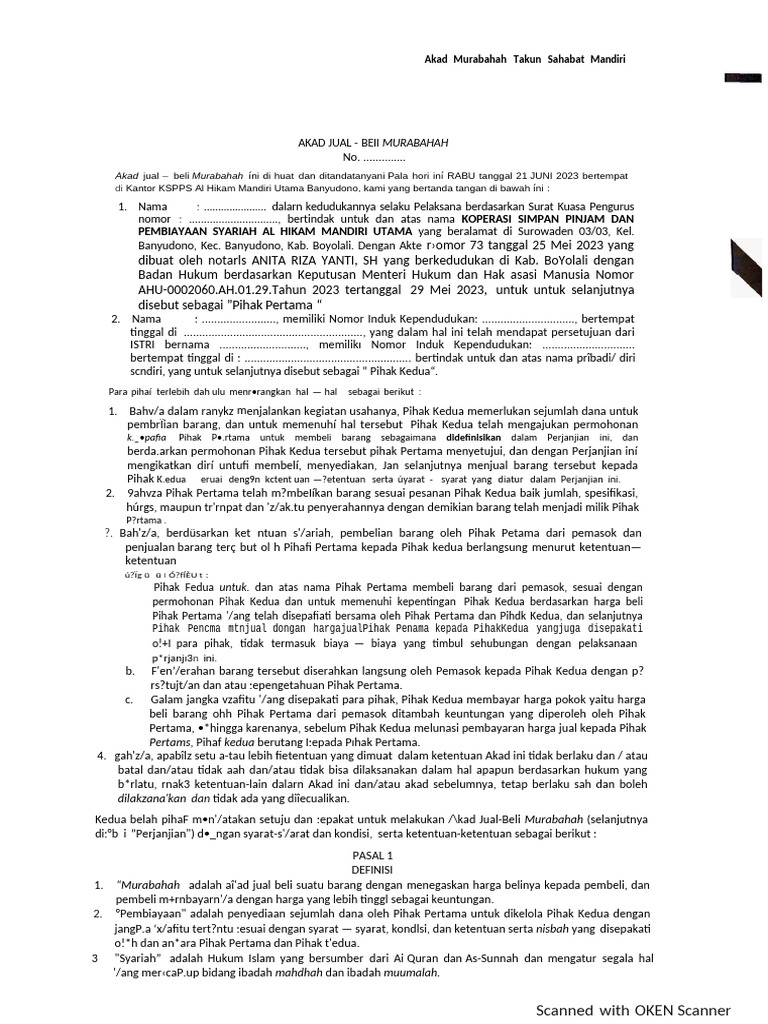 Akad Murabahah | PDF