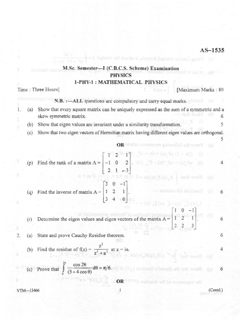 Sem I Physics Mathematical Physics | PDF | Eigenvalues And Eigenvectors ...