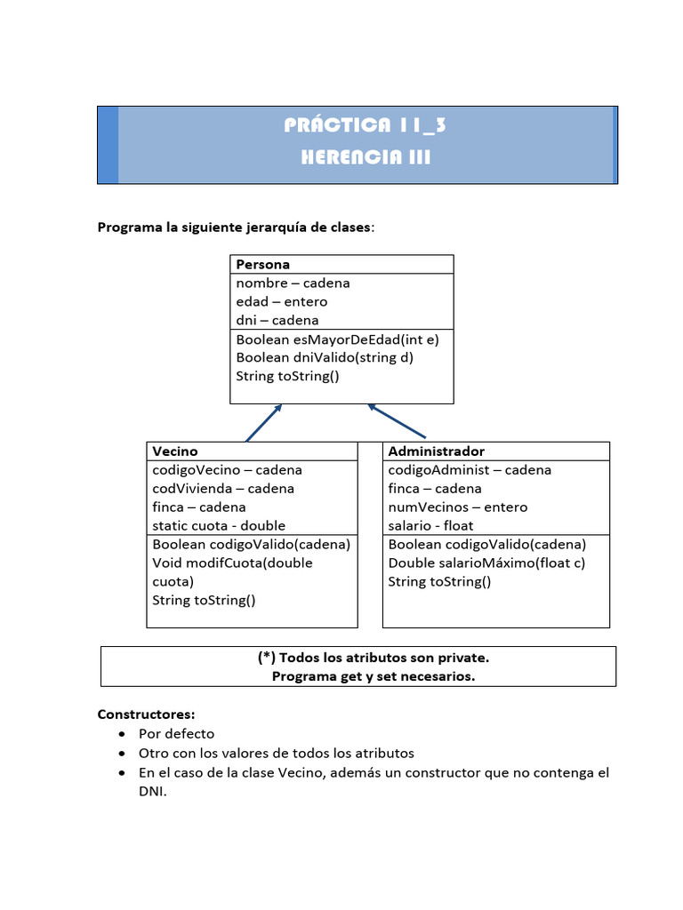 Practica 11 3 Herencia | PDF | Constructor (Programación Orientada a Objetos) | Programación
