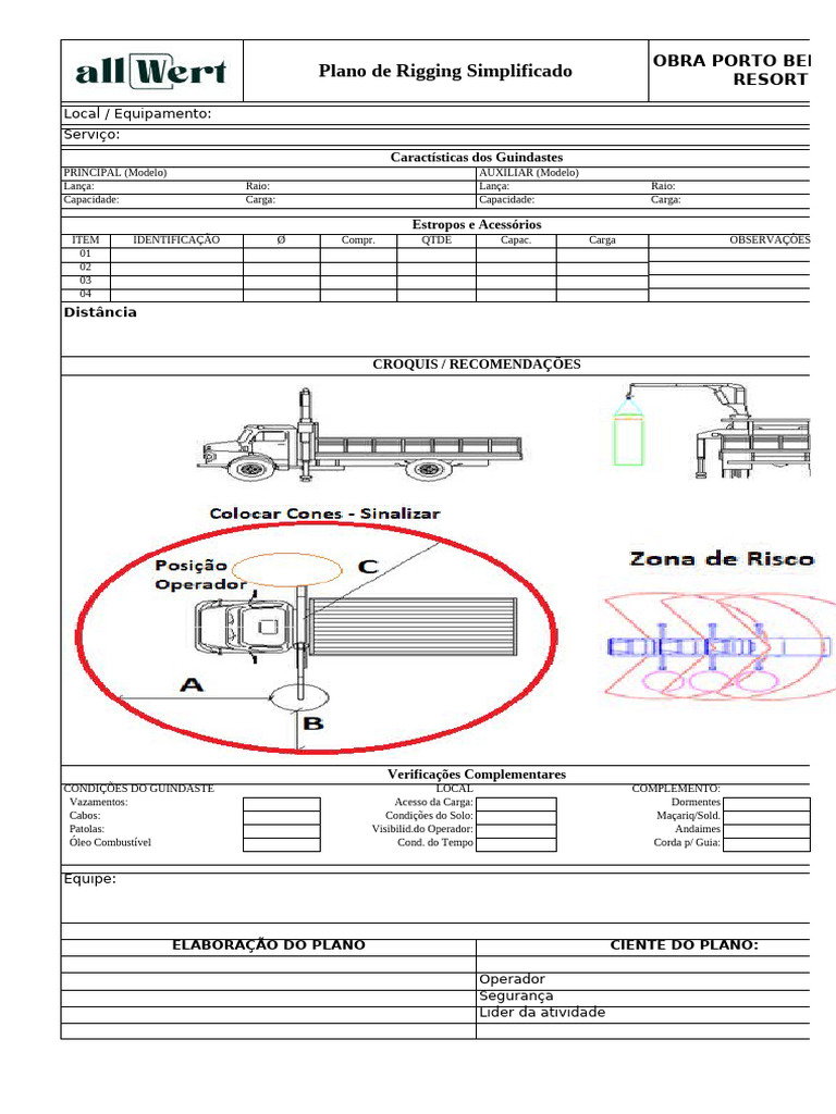 Plano de Rigging Simplificado para Cargas Rotineiras Guindauto e Munck ...