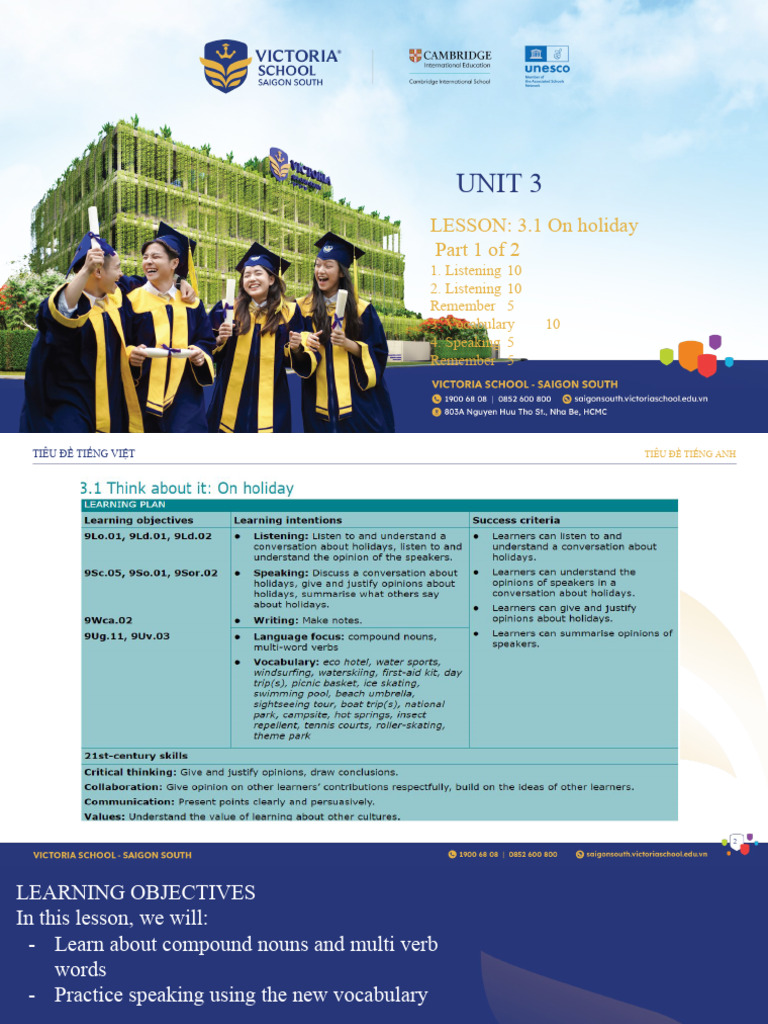Gr. 8, Unit 3: Lesson 3.1 Part 1 & 2 | PDF | Vocabulary | Verb